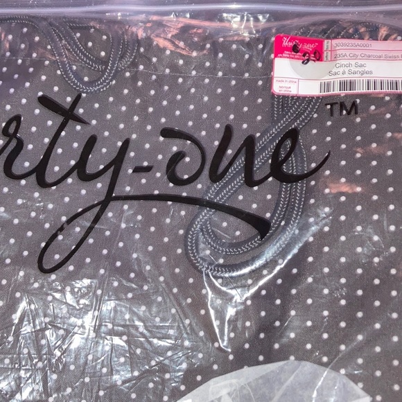 Bags | Thirty One City Charcoal Swiss Dot Cinch Sac | Poshmark